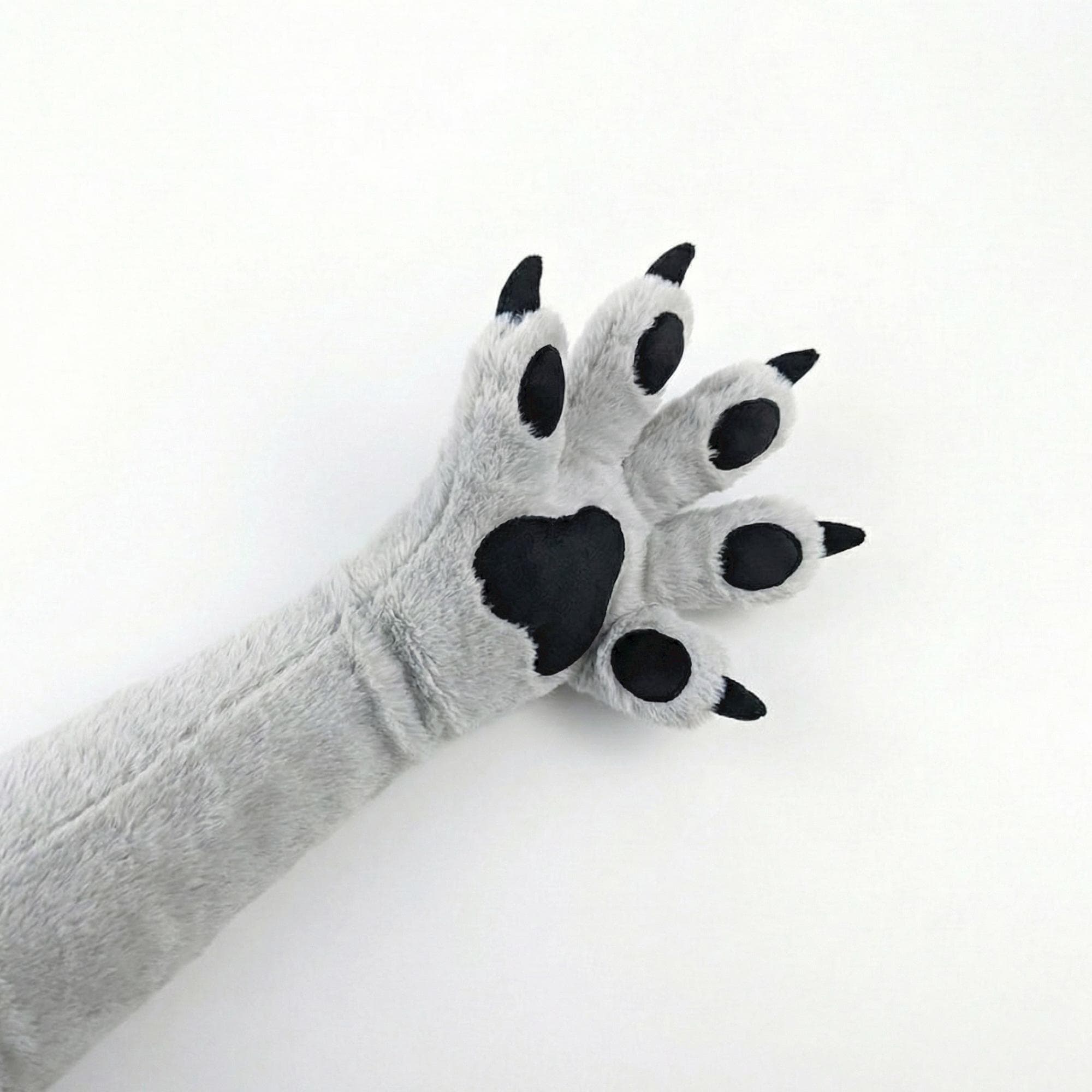 Slim Fursuit Paws | Gray Long Arm Furry Handpaws | 5-finger Cosplay Paw ...