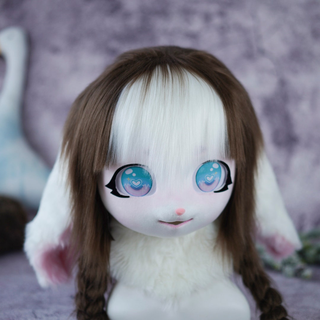 Brown Bunny Kig Mask With Adventurous Spirit, Anime Cosplay Kigurumi ...