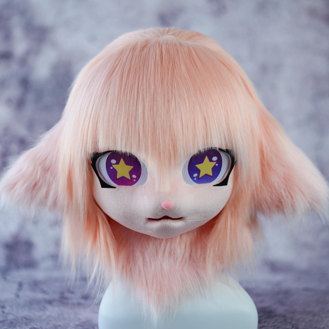 Star Eyes Sheep Kigurumi Full-cover Mask | Furry Fursuit Head Halloween ...