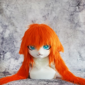 Furryfandom orange Hair Cute Furry Mask , Fursuit Mask Head, Cat Kemono ...
