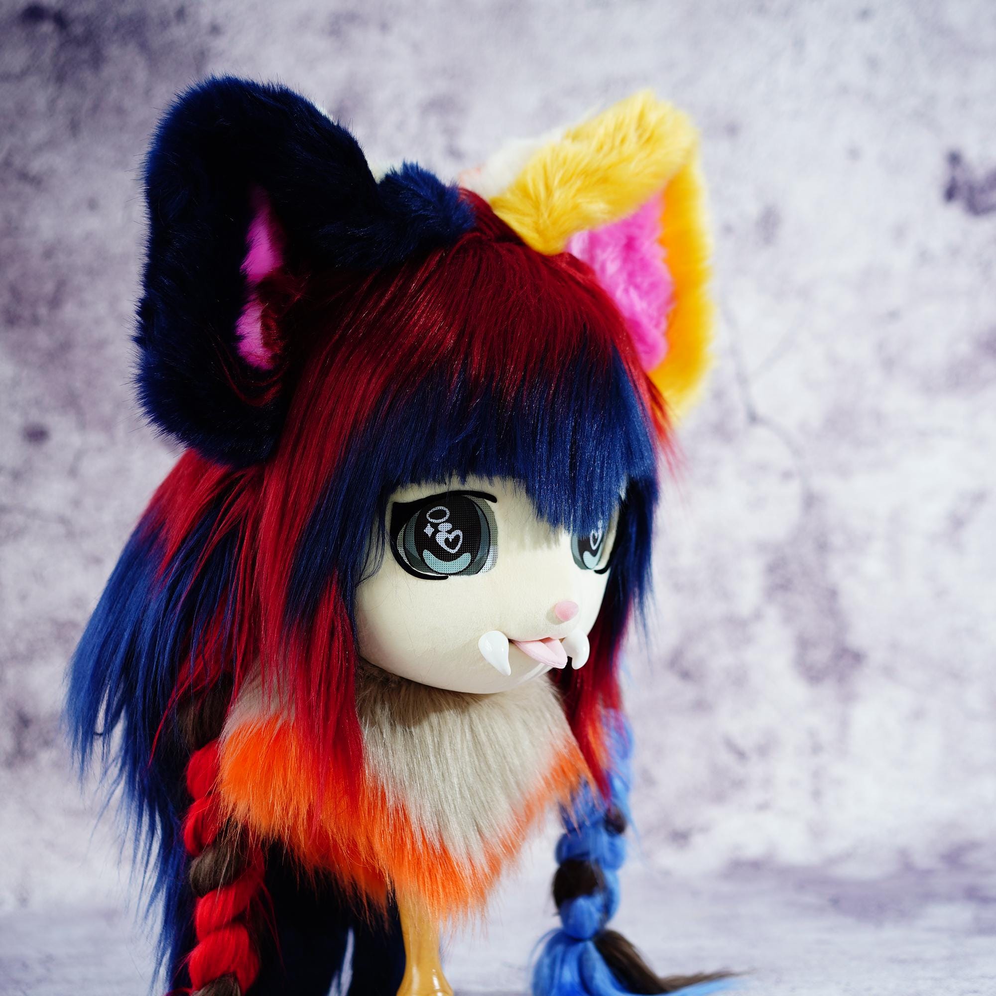 Kig Fursuit Furry Head Mask, Colorful Raccoon Mask, Furry Convention ...