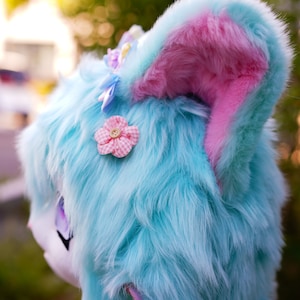 Blue Cat Mask King Cat Mask Furry Cosplay Mask Head With Blue Hair ...