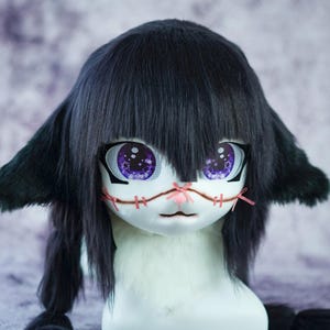 Mysterious&darkness Kig Fursuit Furry Head Mask, Ghost Black Sheep ...