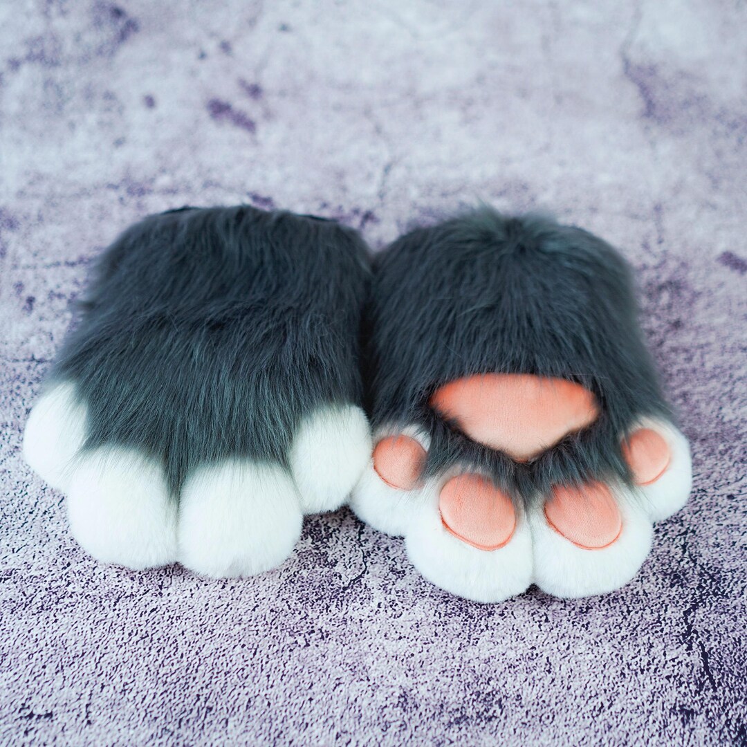 Dark Grey Hand Paws Gloves for Halloween Birthday Christmas, Furry ...
