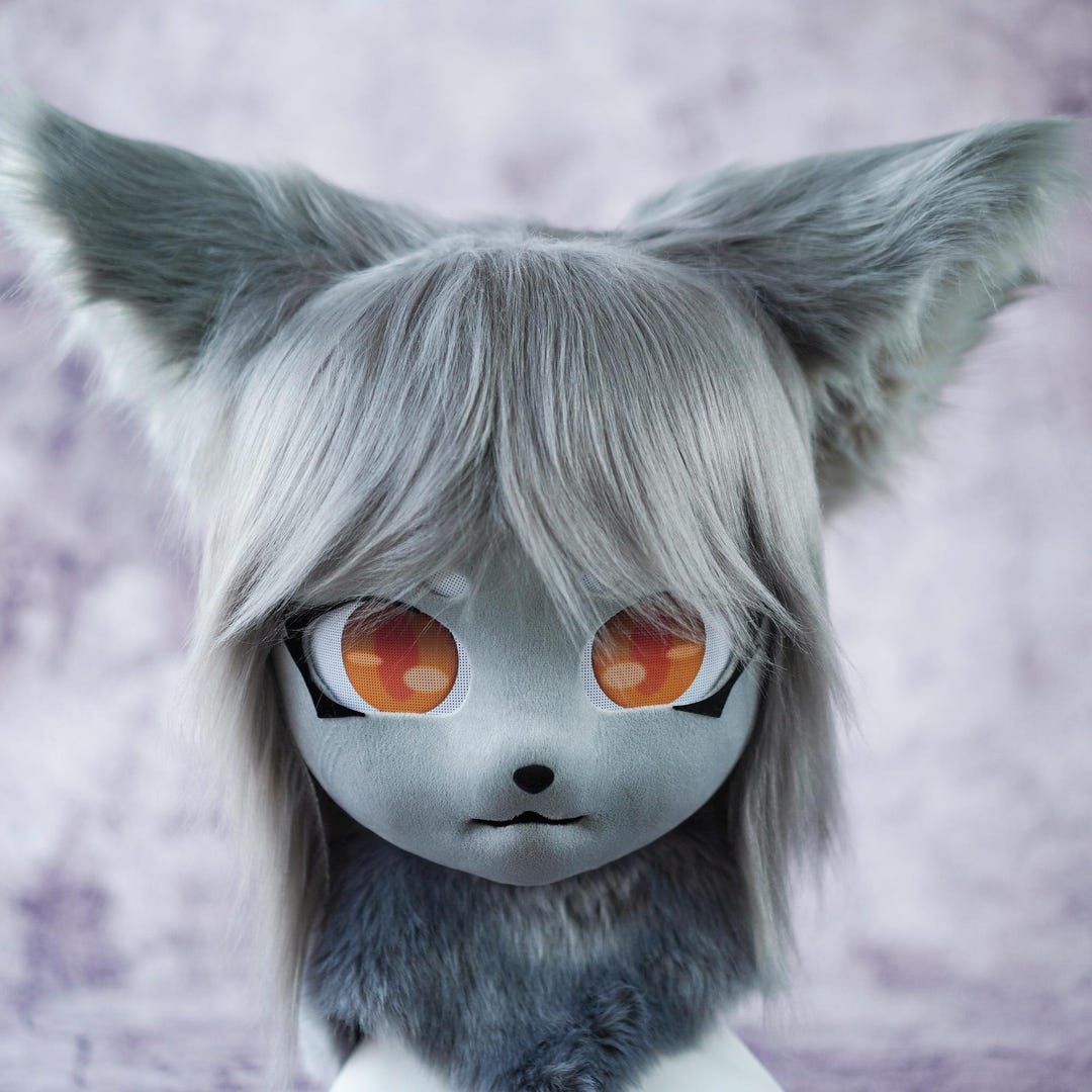 Mysterious Grey Wolf/cat Kigurumi Full-cover Mask | Furry Fursuit Head ...