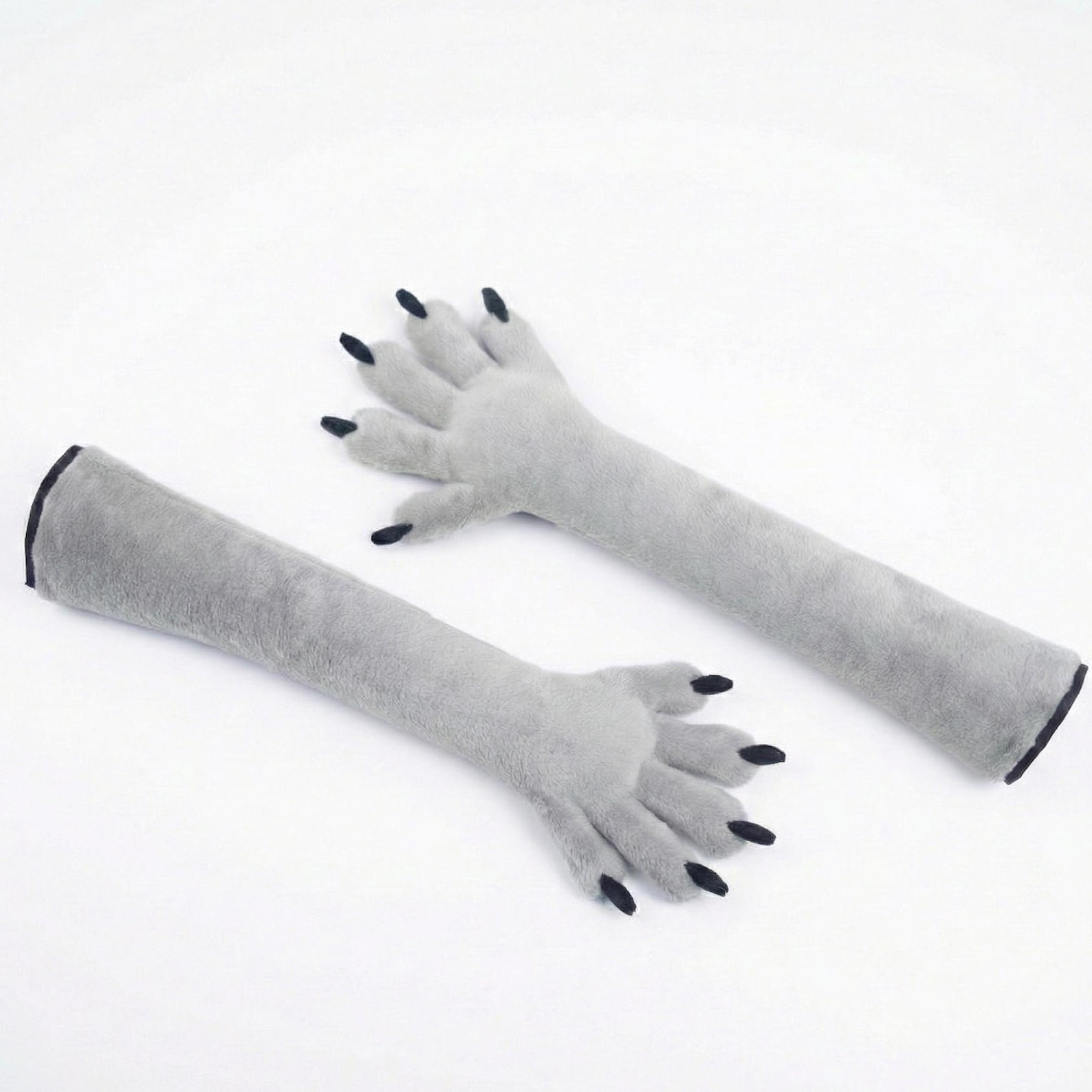 Slim Fursuit Paws | Gray Long Arm Furry Handpaws | 5-finger Cosplay Paw ...