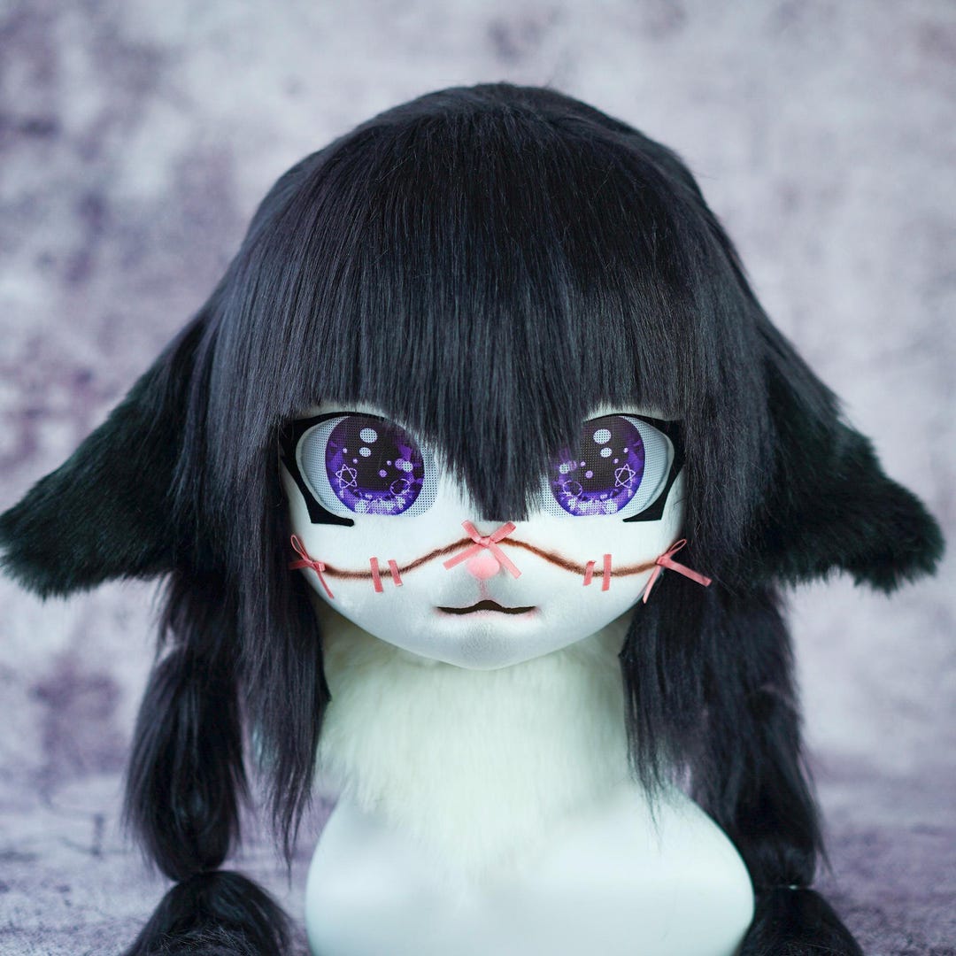 Mysterious&darkness Kig Fursuit Furry Head Mask, Ghost Black Sheep ...
