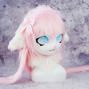 Cute Baby Pink Sheep Kig Furry Mask Head,fursuit Mask Head, Cat Kemono ...