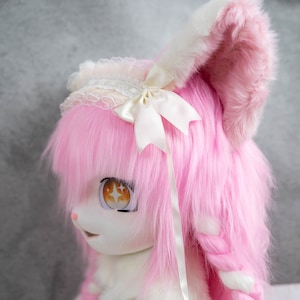 Pink Cat Mask, Mask King Cat Mask Furry Cosplay Mask Head With Blue ...