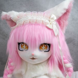 Pink Cat Mask, Mask King Cat Mask Furry Cosplay Mask Head With Blue ...