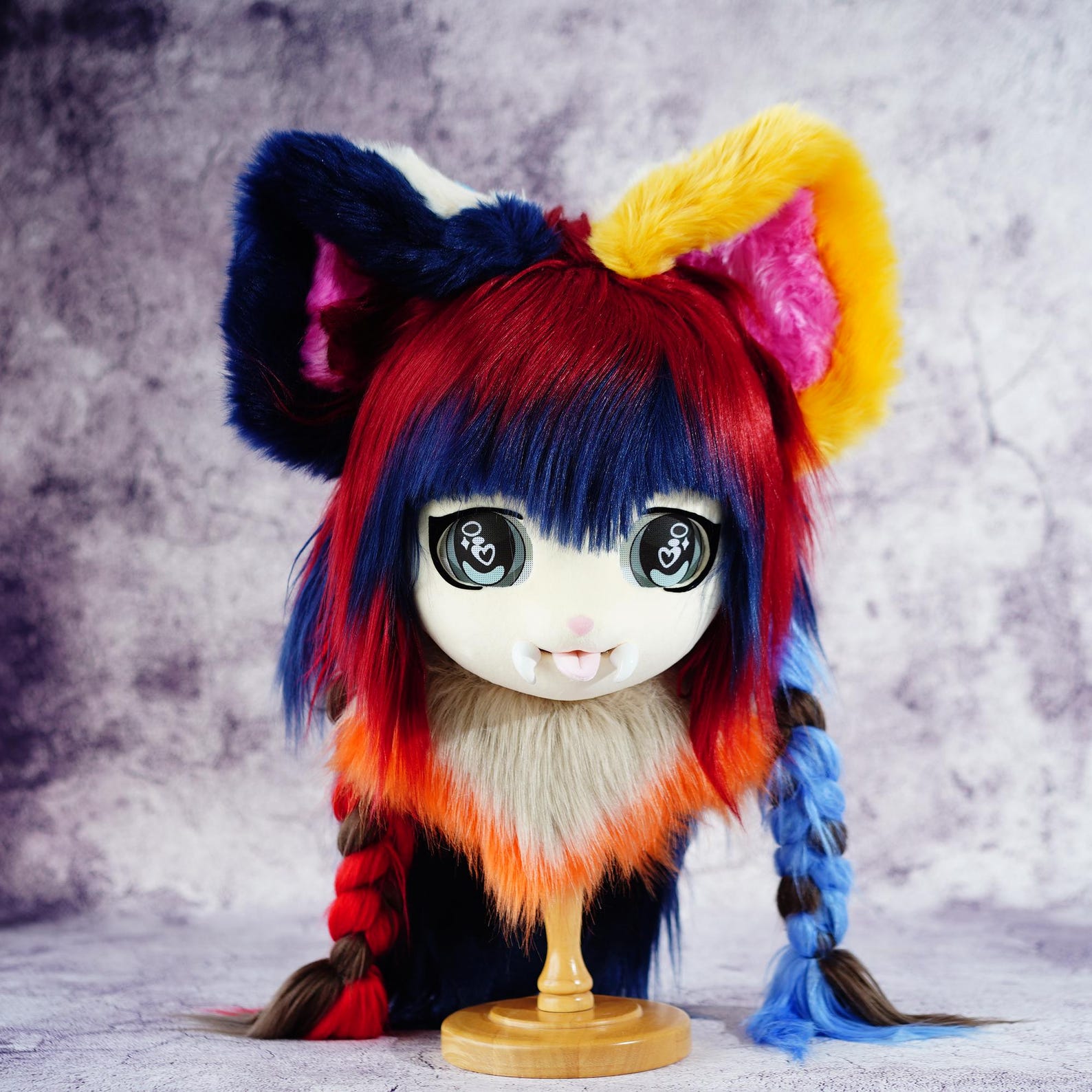 Kig Fursuit Furry Head Mask, Colorful Raccoon Mask, Furry Convention ...