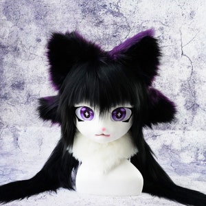 Black Cat Mask,cat Mask Furry Cosplay Mask Head With White Hair Beast ...