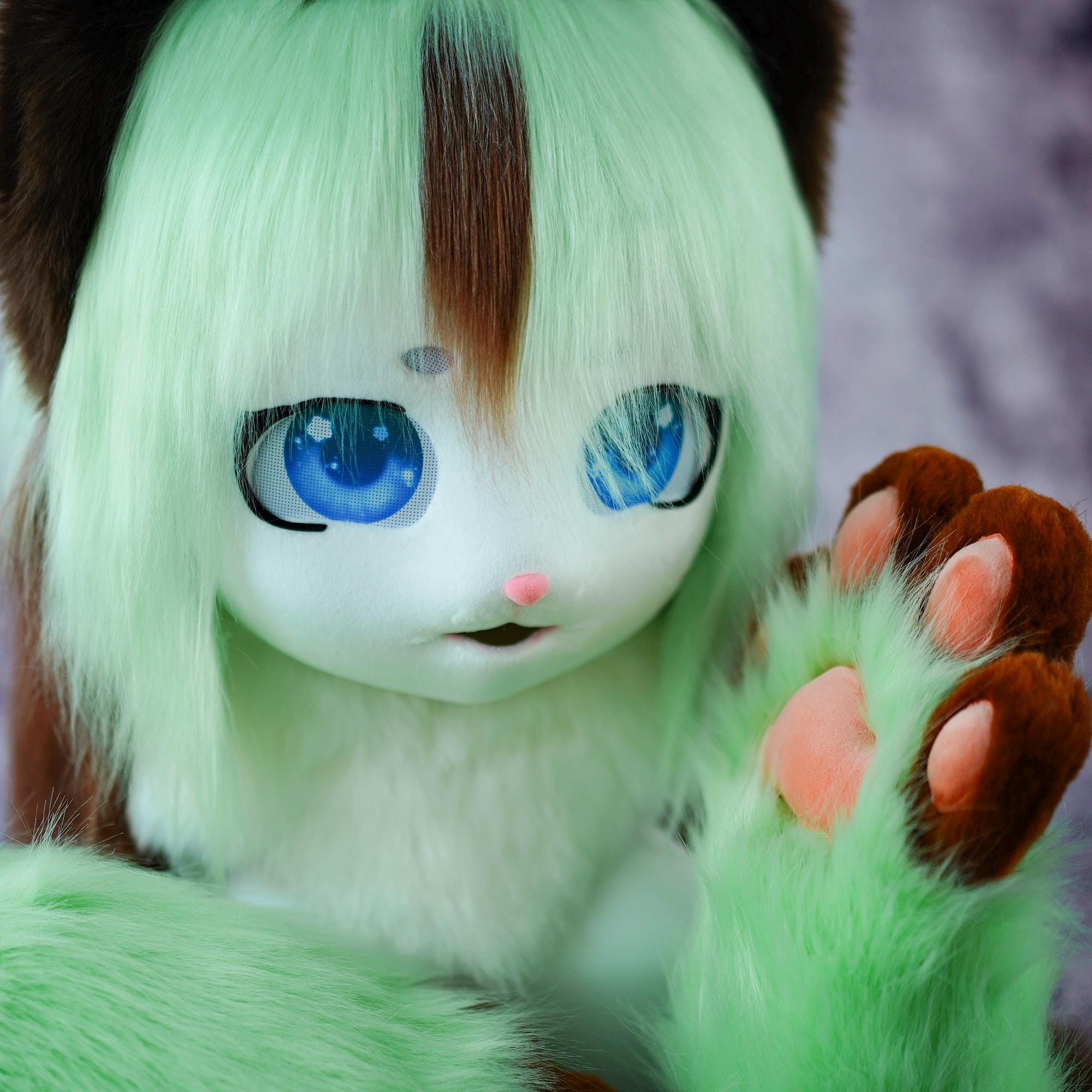 Green&brown Kigurumi Fursona Head and Paws Set | Furry Fursuit ...