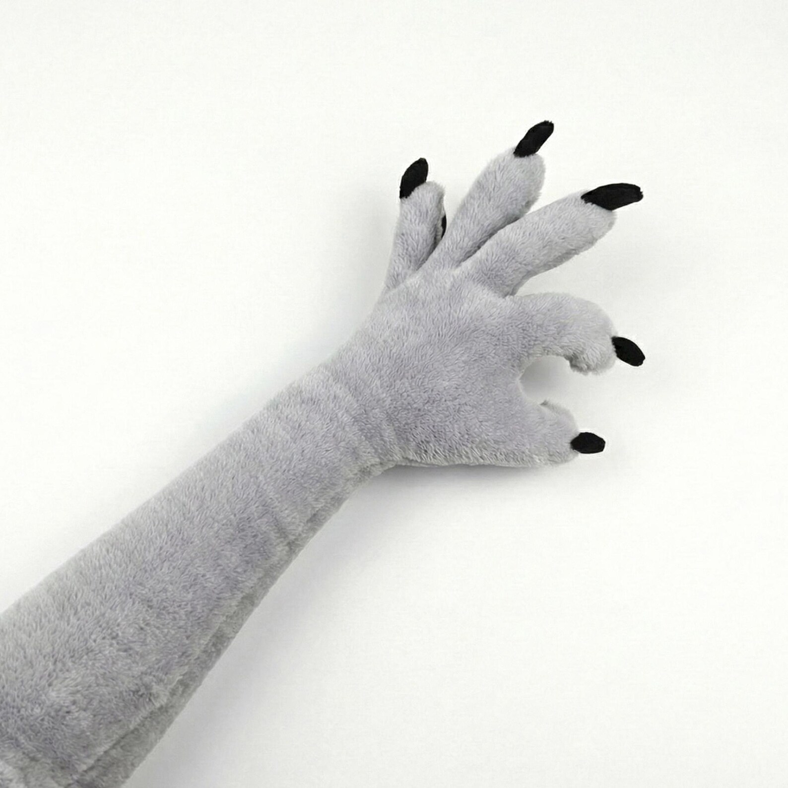Slim Fursuit Paws | Gray Long Arm Furry Handpaws | 5-finger Cosplay Paw ...
