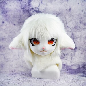 White Sheep Mask King Cat Mask Furry Cosplay Mask Head , Beast Head ...