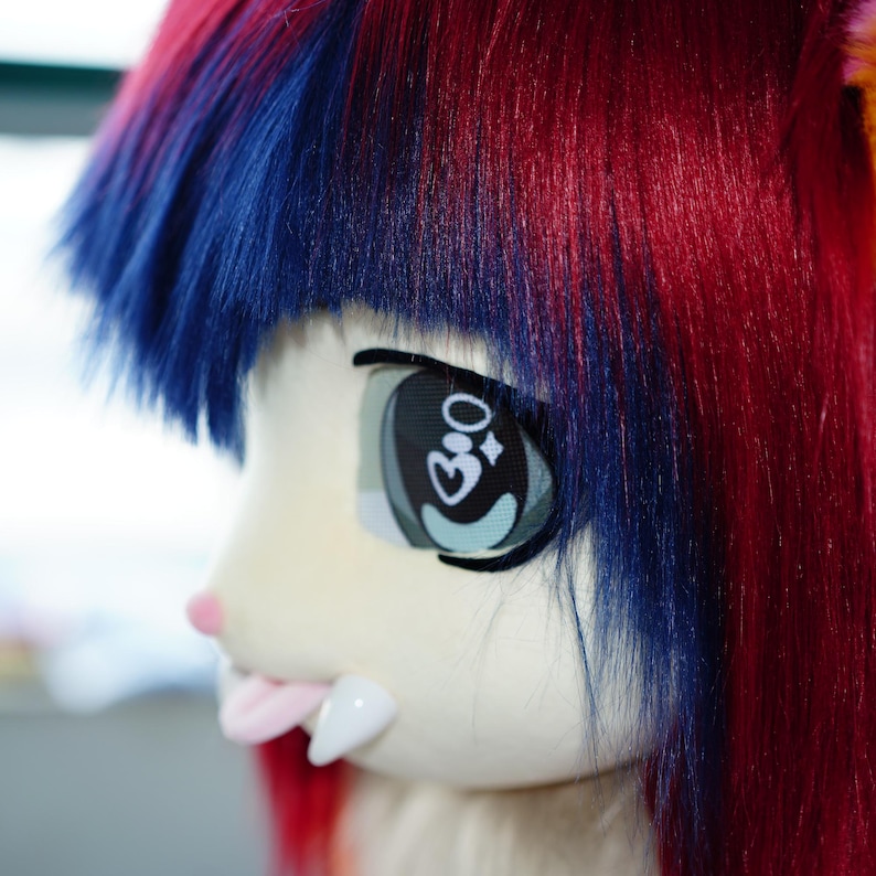 Kig Fursuit Furry Head Mask, Colorful Raccoon Mask, Furry Convention ...