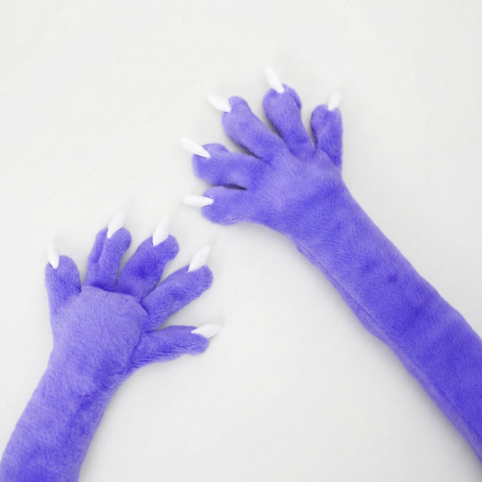 Slim Fursuit Paws | Purple Cosplay Paw Gloves for Jax | Long Arm Furry ...