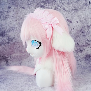 Cute Baby Pink Sheep Kig Furry Mask Head,fursuit Mask Head, Cat Kemono ...