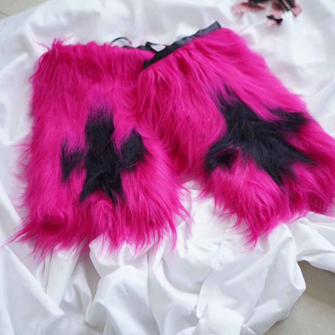 Rave Furry Leg Warmers LED Compatible Festival Costume Fluffy Boot ...