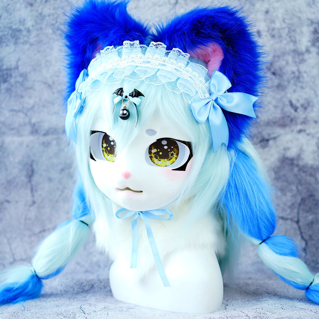 Blue Kig Head,handmade Cat Mask,furry Cosplay Mask Head ,tracking Eyes ...