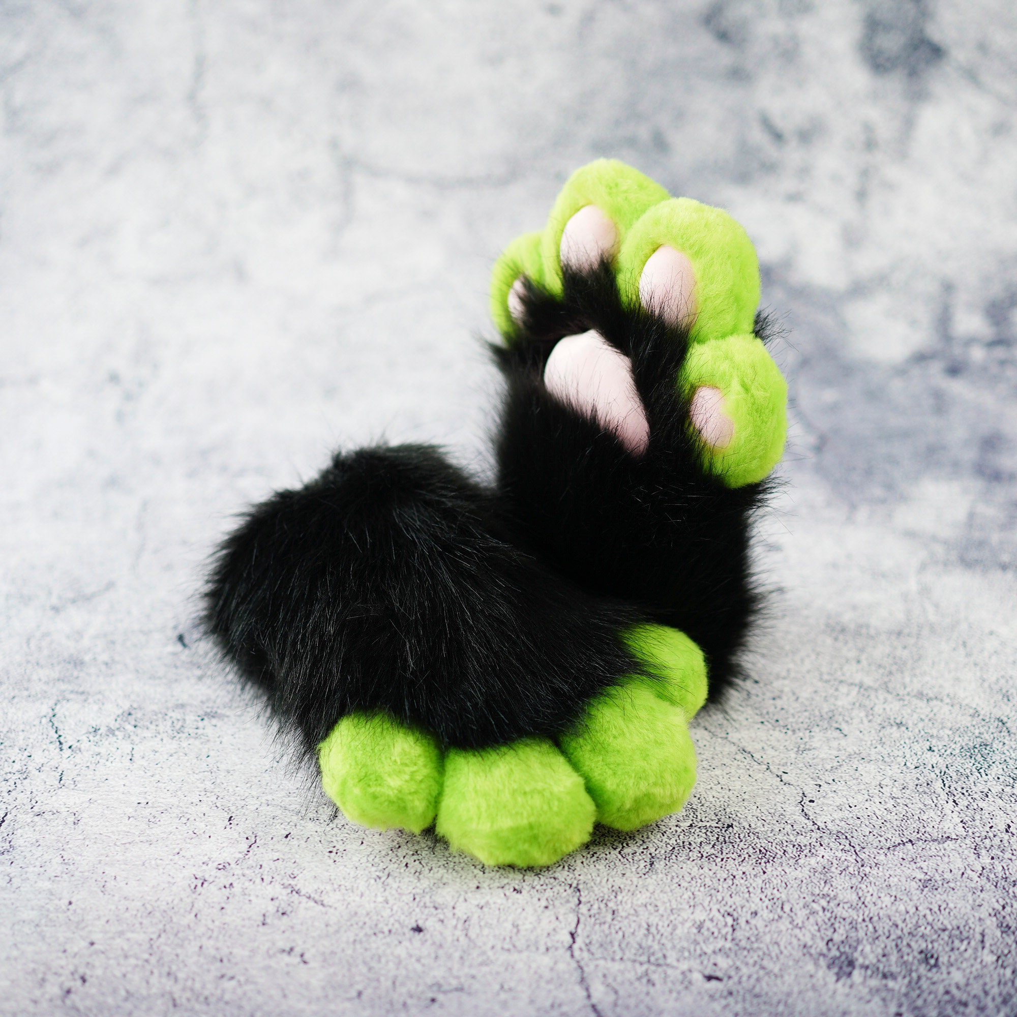 Lime Green Black Cat Fursuit Paws-soft Furry Gloves for Cosplay and ...