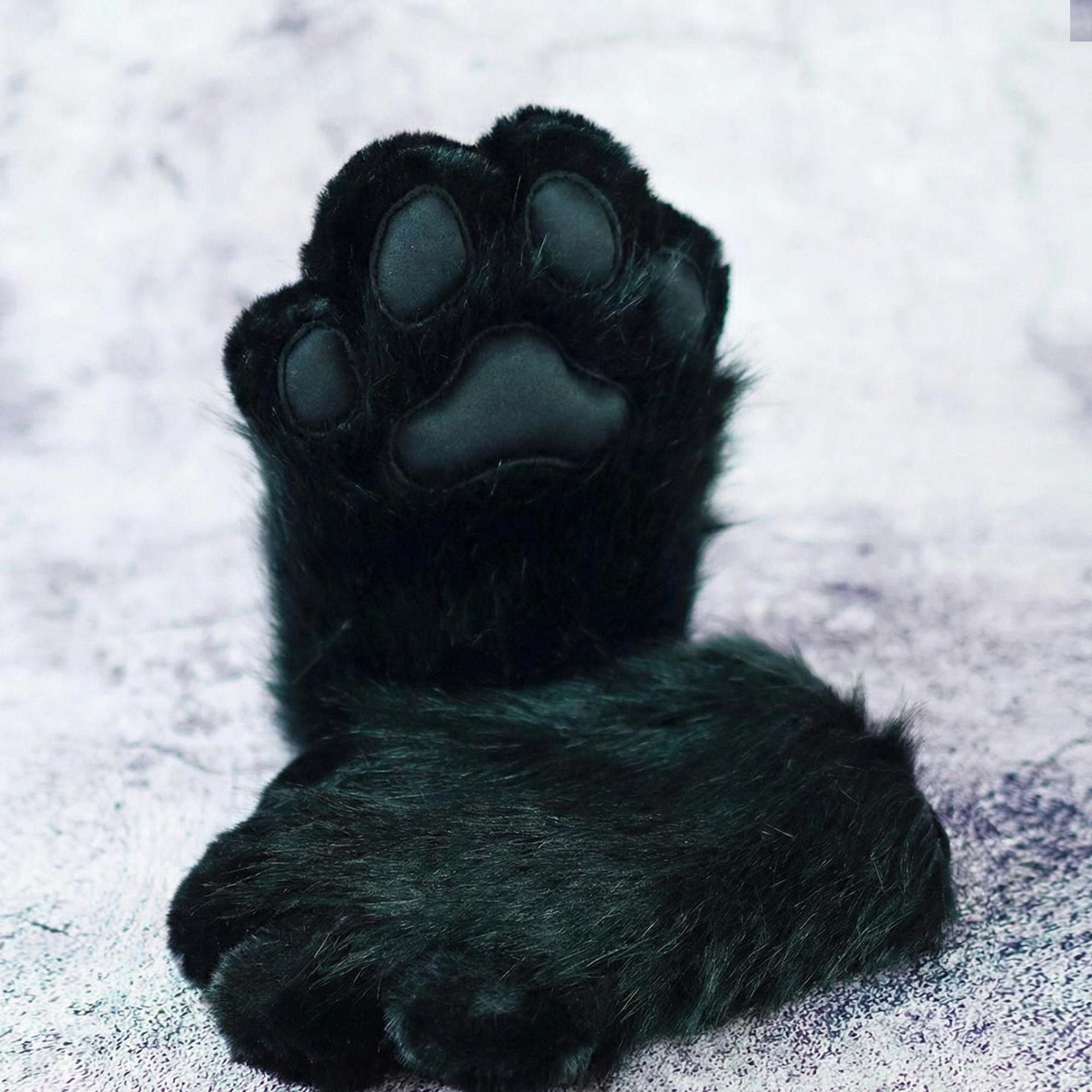 Fursuit Paws Black Gloves for Furry Convention, Furry Gloves-puppy ...