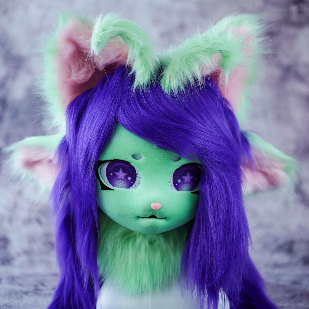 Mysterious Grey Wolf/cat Kigurumi Full-cover Mask | Furry Fursuit Head ...