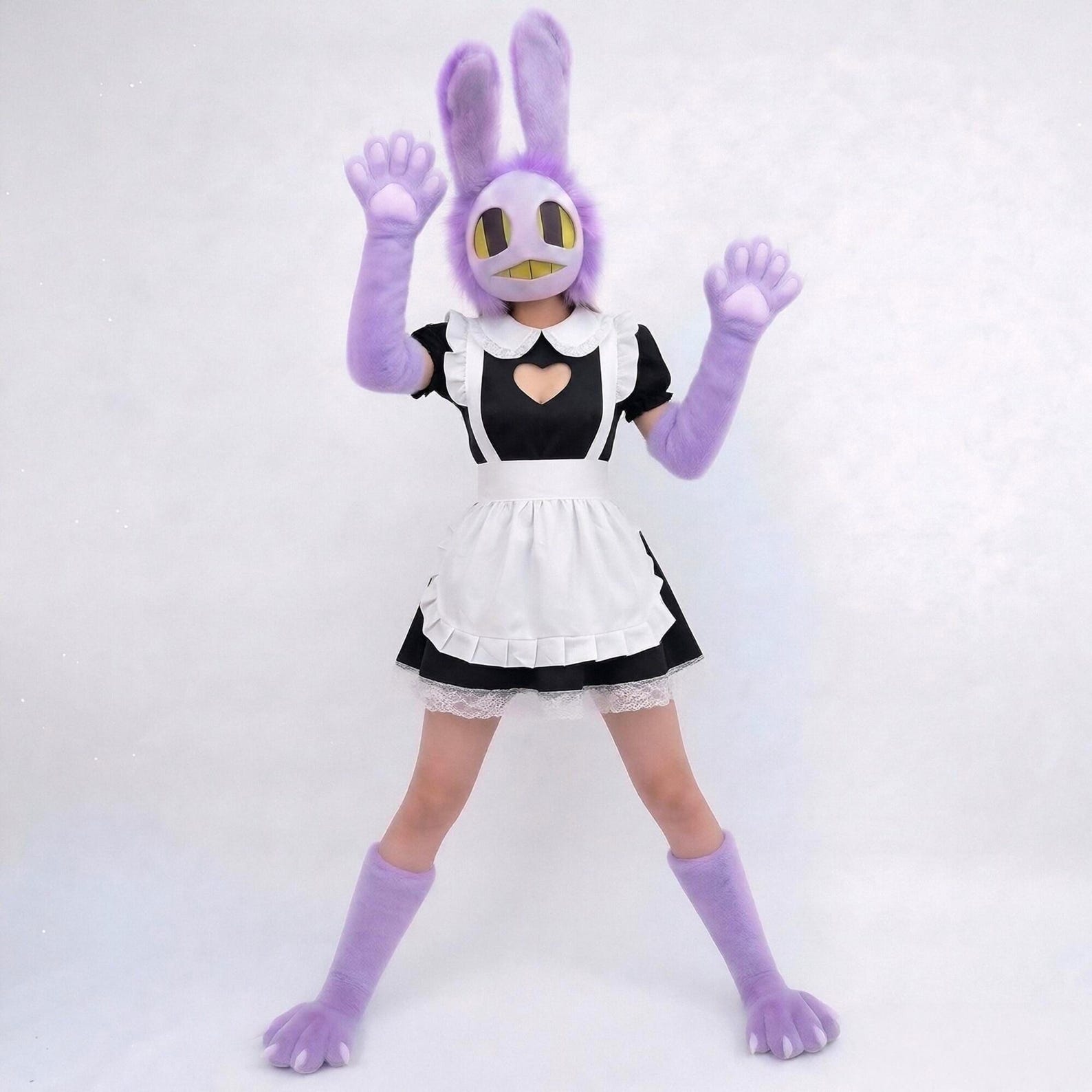 Jax Cosplay Gear – Fursuit Jax Mask Paws and Feetpaws Set, Purple Bunny ...