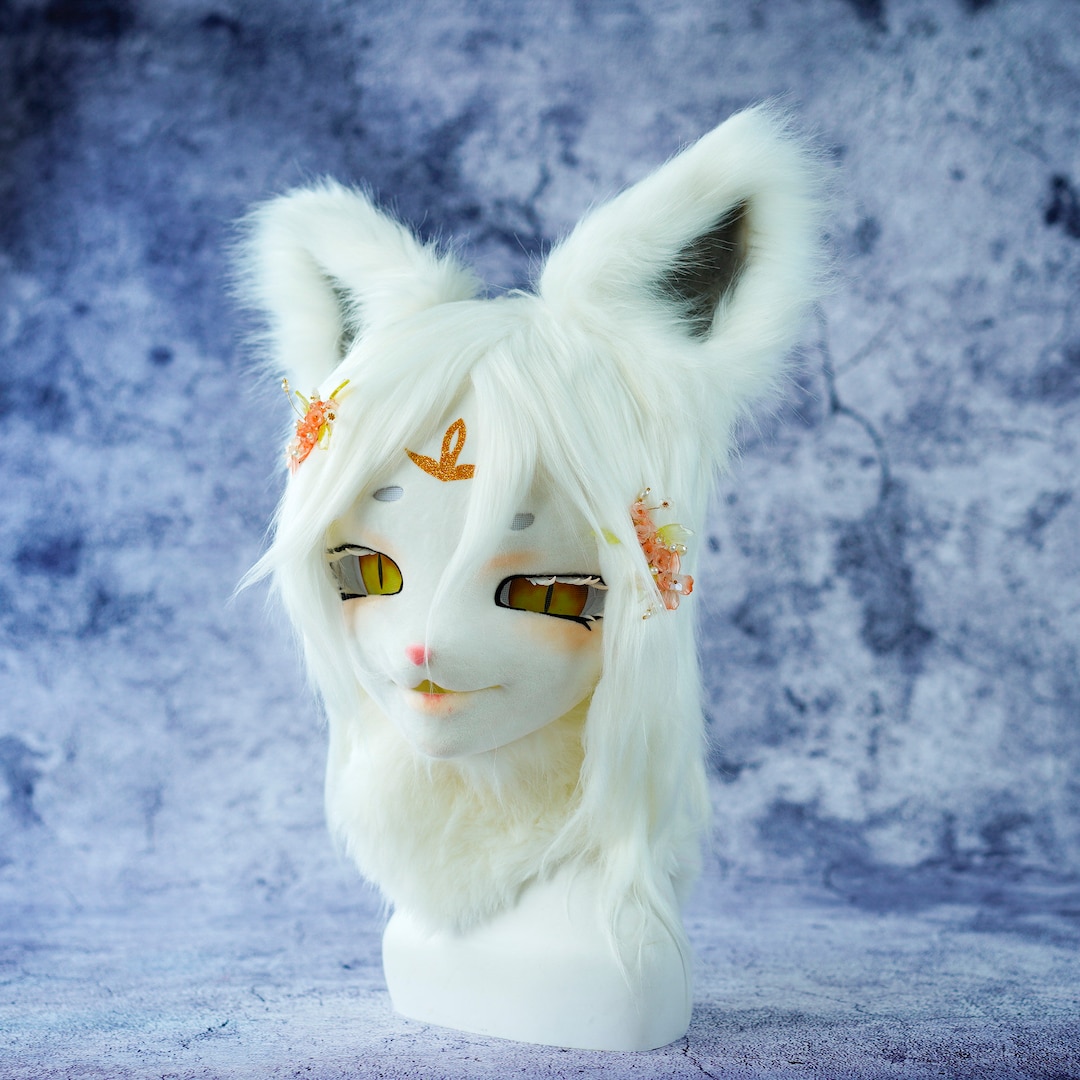 Elegant Mysterious White Fox Fairy Anime Cosplay Fox Kigurumi Fursuit ...