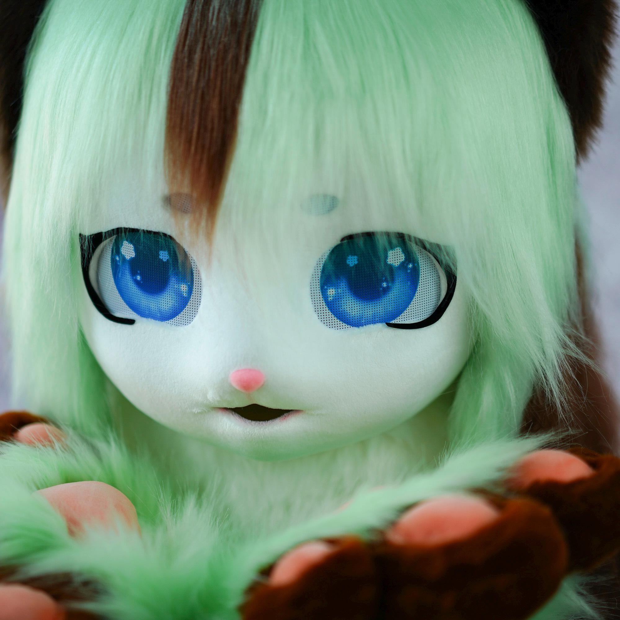 Green&brown Kigurumi Fursona Head and Paws Set | Furry Fursuit ...