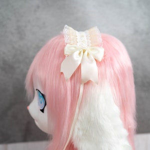 Cute Lovely Pink Lopears Bunny Sheep Kigurumi Furry Mask Head Kig Cat ...