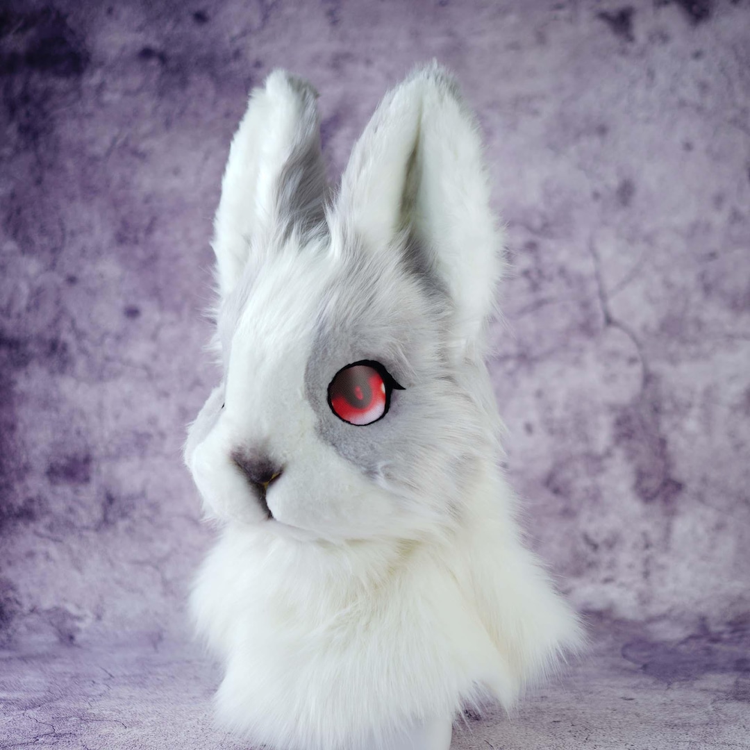 Realistic Bunny Fursuit Mask | Faux Fur Cosplay Head | Furry Convention ...