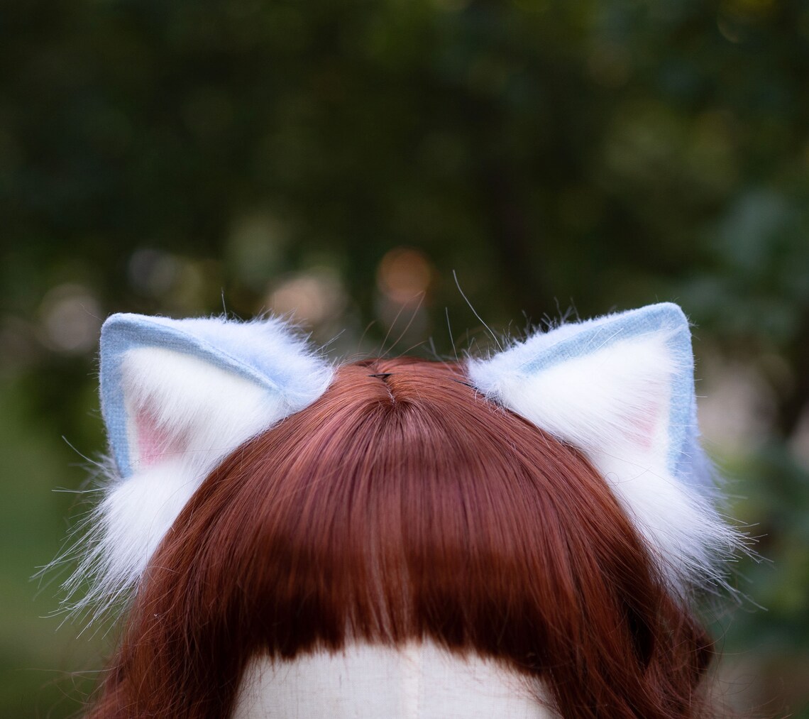 Blue Cat Ears Headband Fluffy Fur Ears Blue Kitten Ears - Etsy