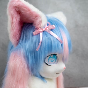 Blue Cat Mask, Mask King Cat Mask Furry Cosplay Mask Head With Blue ...