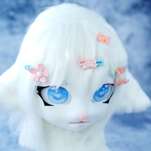 Cute White Kigurumi Sheep Mask With Flower Clip,perfect Furry Gear for ...