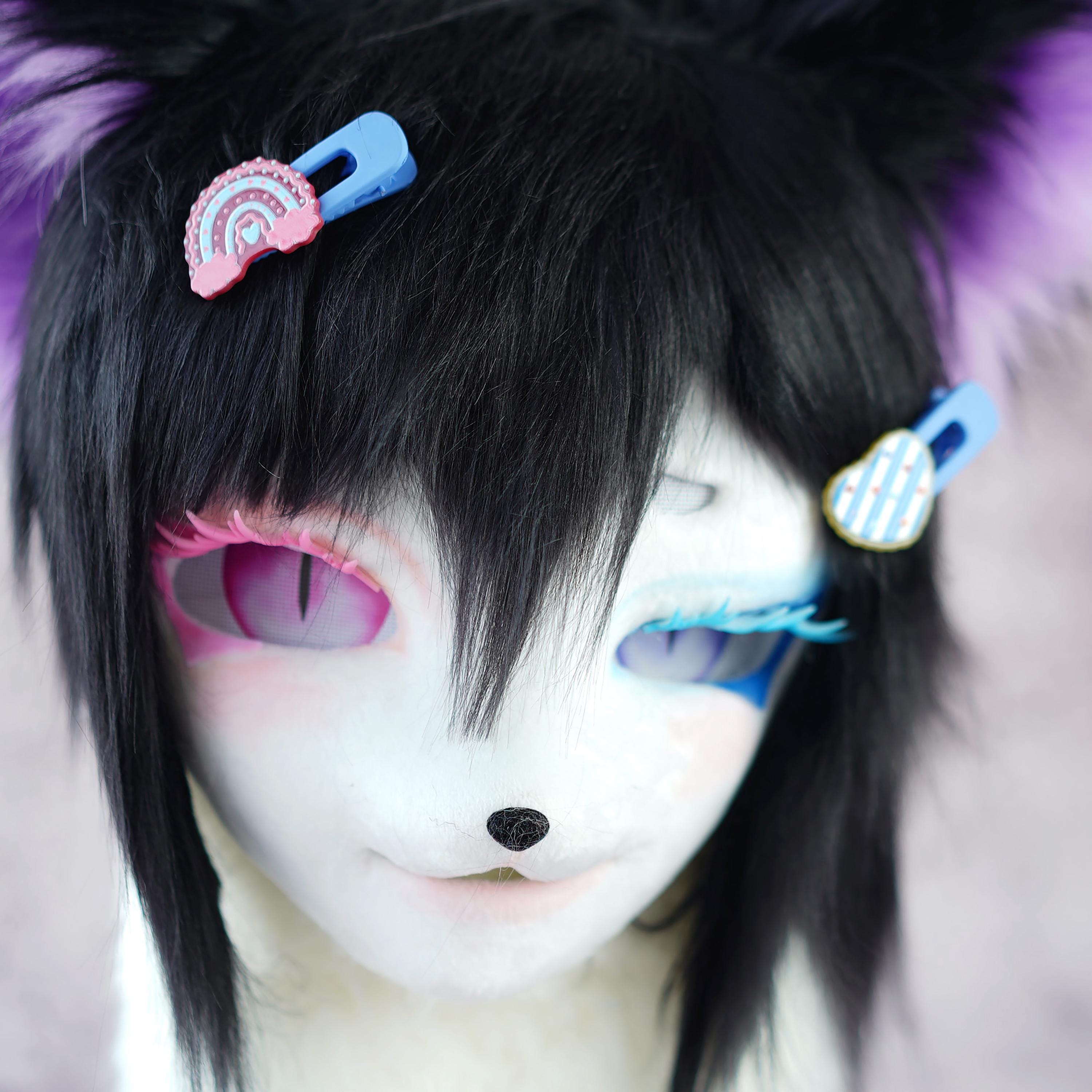 LARP Fursuit Mask, Faux Fur Fox Animal Head, Role-playing Costume ...