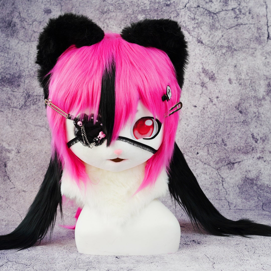Pink Hearts Pirates&barbie Pink and Black Anime Cosplay Cute Kitty Kig ...