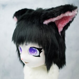 Custom Furry Mask With Black Hair for Girl,kig Fursona Head , Kig ...