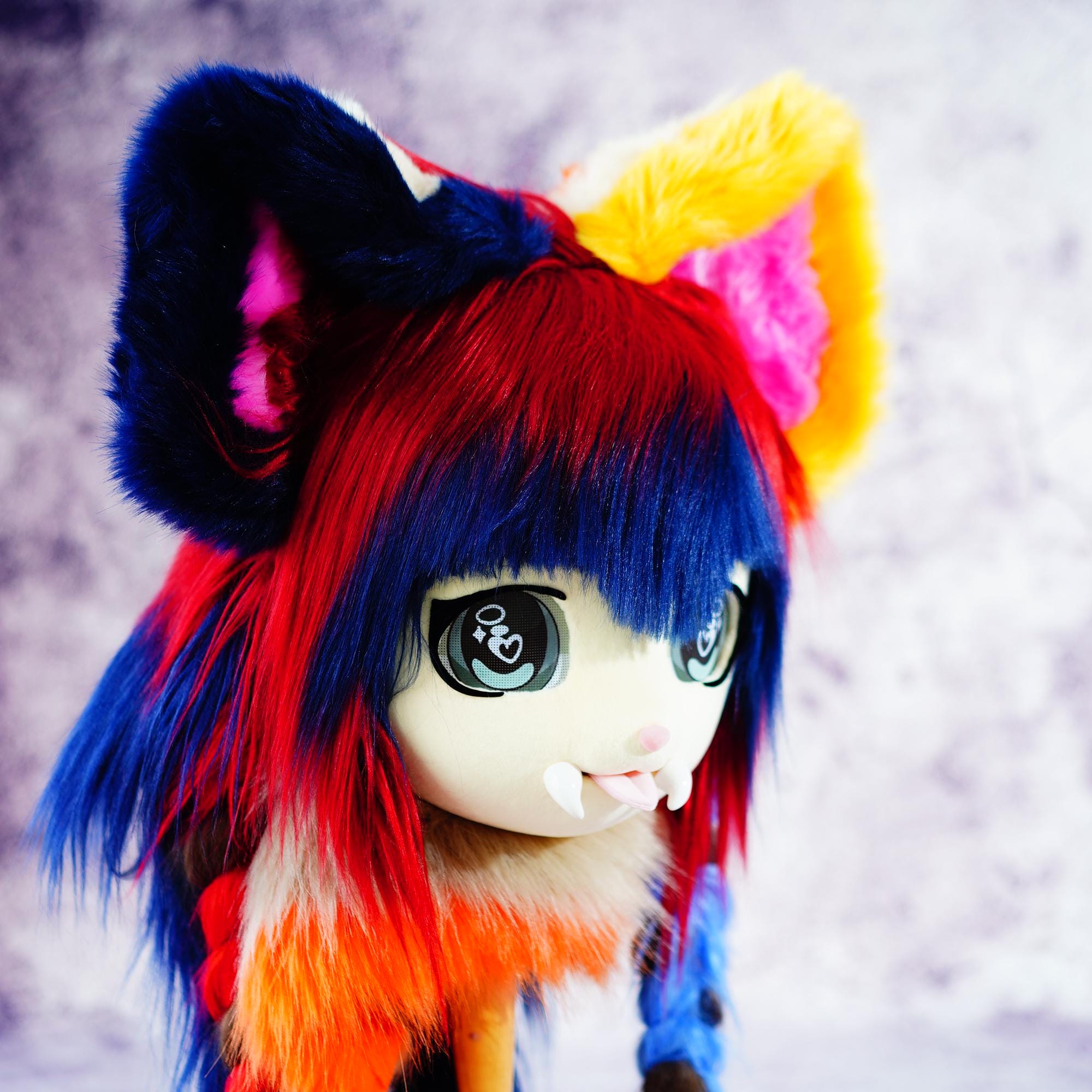 Kig Fursuit Furry Head Mask, Colorful Raccoon Mask, Furry Convention ...