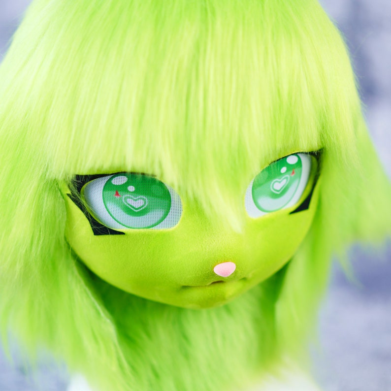 All-lime-green Sheep Kigurumi Mask, Custom Fursuit Sheep Head for ...