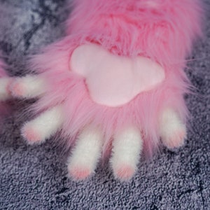 Cosplay Cat Paw Gloves-5 Finger Furry Faux Fur Vegan Handmade Cat Paws ...