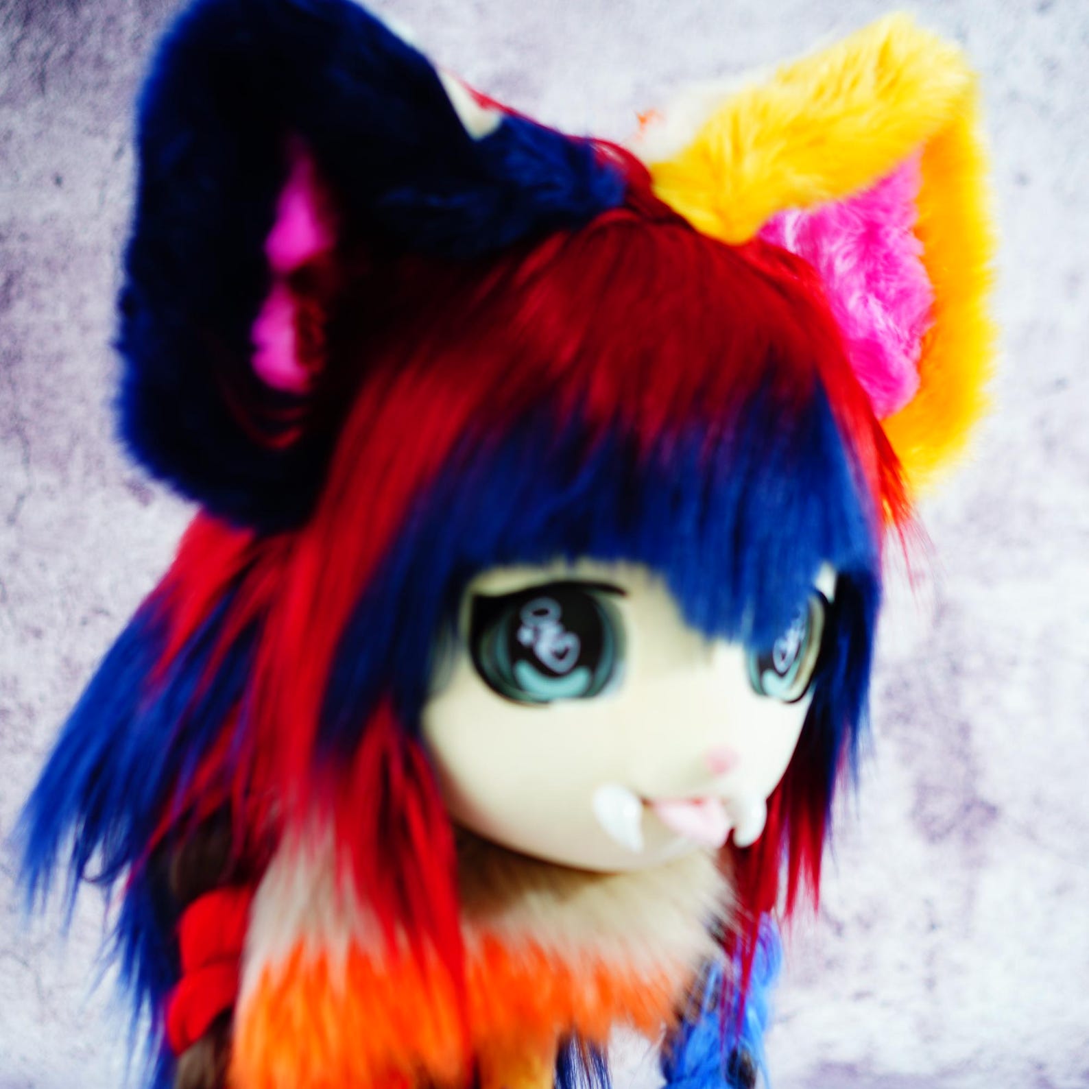 Kig Fursuit Furry Head Mask, Colorful Raccoon Mask, Furry Convention ...