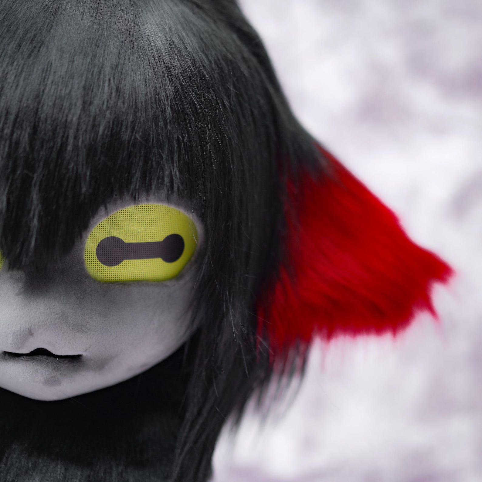 Demon Goat Kigurumi Fursuit Head, Black KIG Mask With Burgundy Ears ...