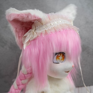 Pink Cat Mask, Mask King Cat Mask Furry Cosplay Mask Head With Blue ...