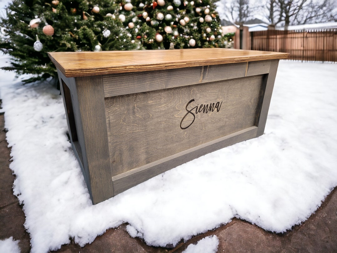 SMALL Two Tone Personalized Rustic Toy Box Assembled Blanket Chest ...