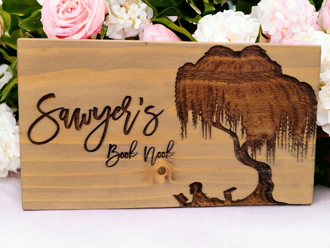 Wooden Personalized With Child Name Book Nook Sign 6 X 3.25 - Etsy