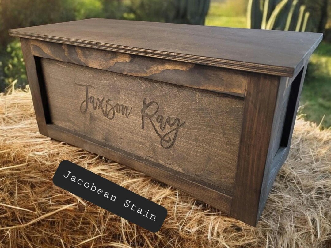 Toy Box Chest Engraved Personalized Modern Rustic Blanket Memory ...