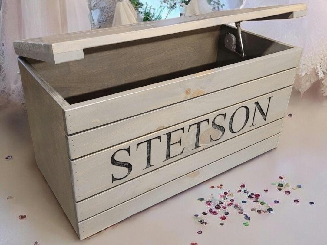 Wooden Rustic Toy Box Personalized Engraved Front Laundry Hamper ...