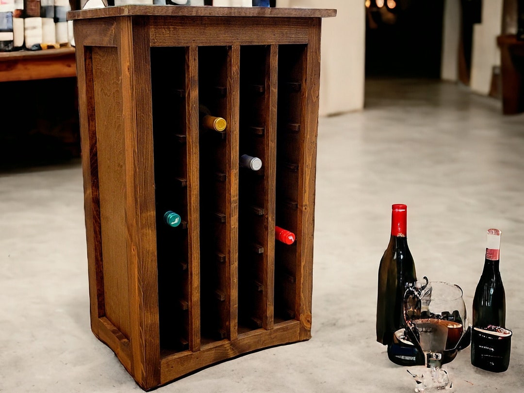 OAK Wood Wine Rack Fully Assembled Storage Jail in Modern Rustic With ...