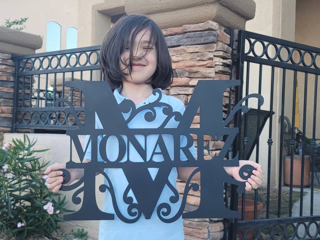 Custom Metal Monogram Sign 16 Gauge Painted Steel Gift Last Name ...